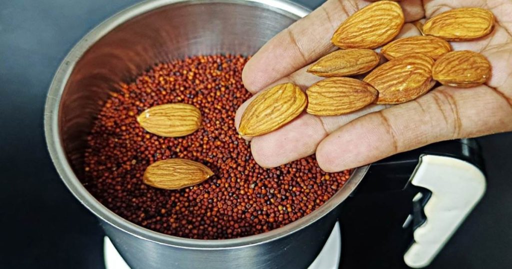 Healthy Badam Ragi drink recipe റാഗി മാൾട്ട്.!! റാഗിയും ബദാമും മിക്സിയി ...